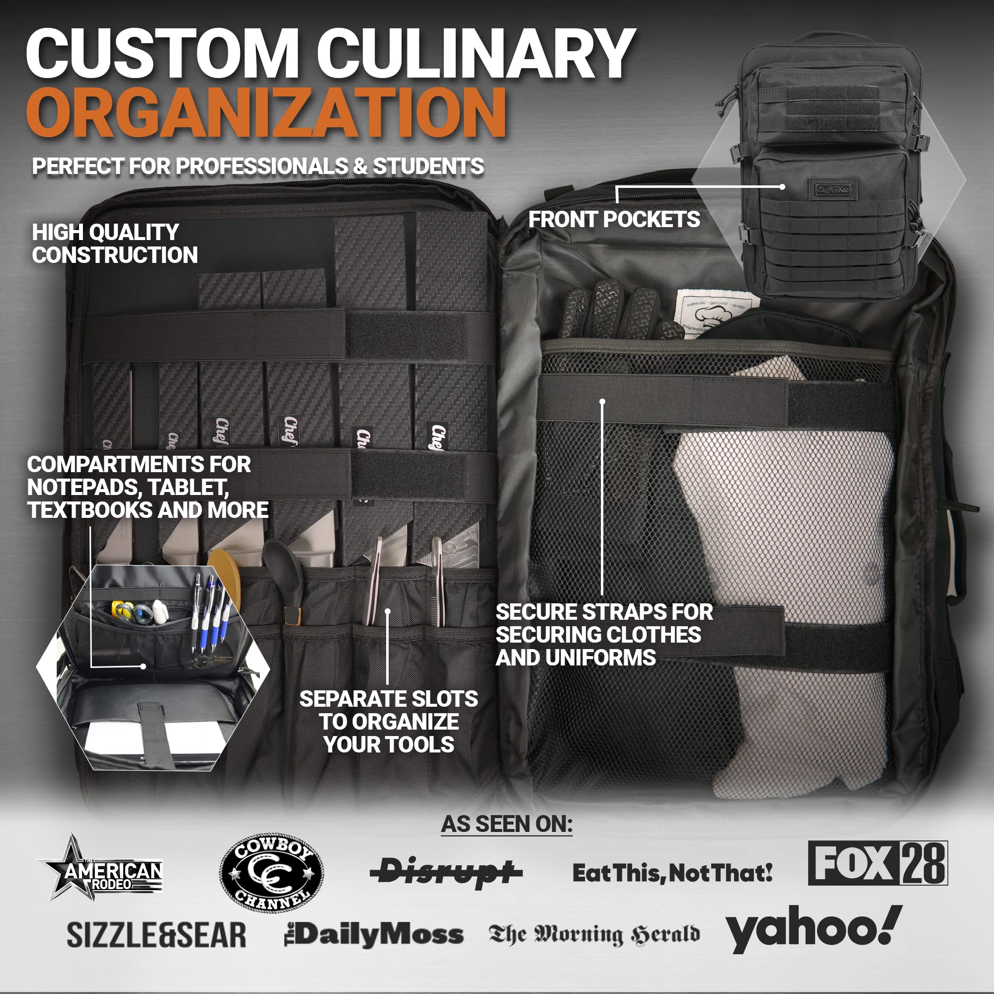 Chef Sac Tactical Backpack with 10-Pack Knife Guards Included