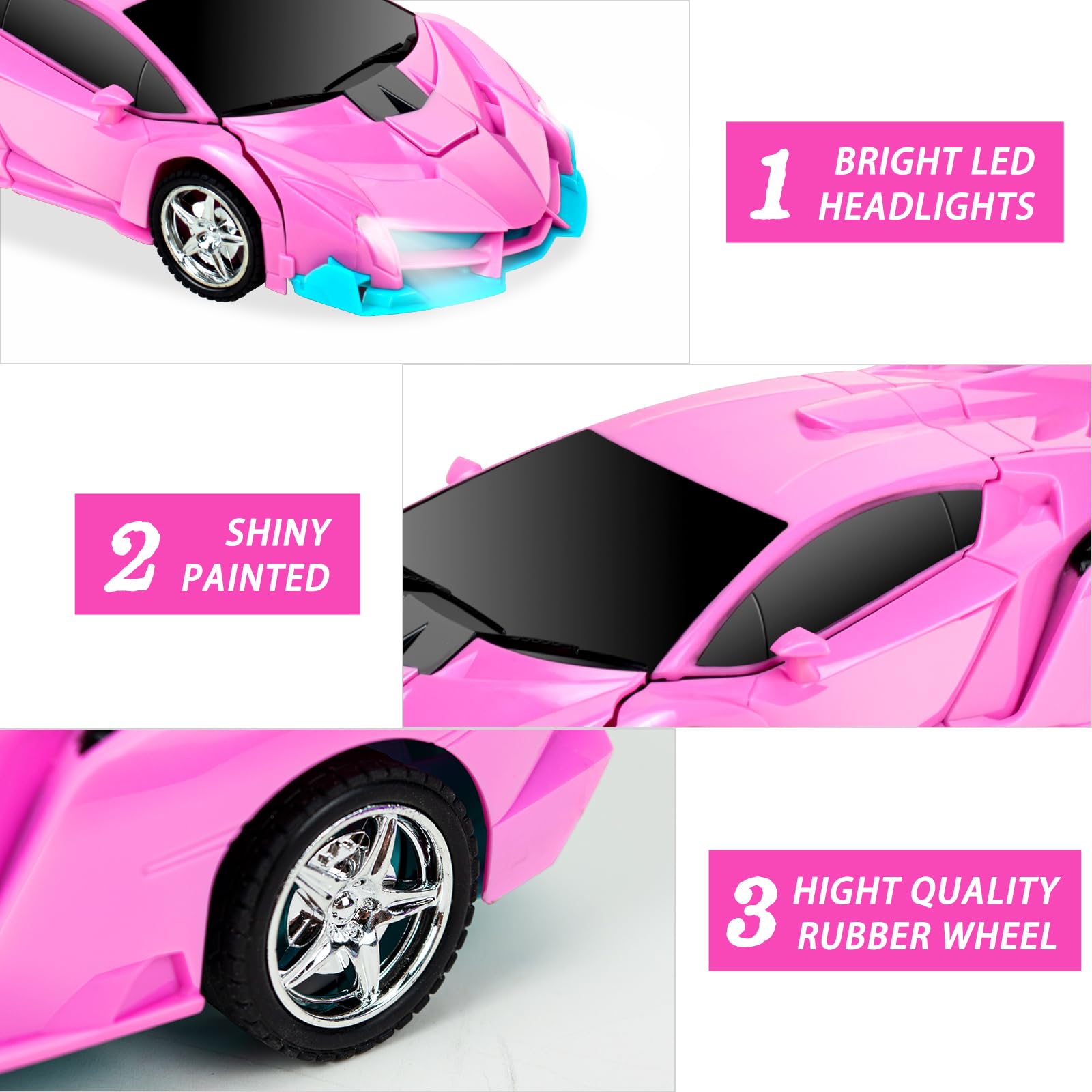 Transform Remote Control Car Toys for 3 4 5 6 7 8+ Year Old Boys Girls - 1:18 Rc Car Transformation Robot with One-Button Deformation & 360° Rotating Drifting, Cool Toys Gifts Transforming Robot Car