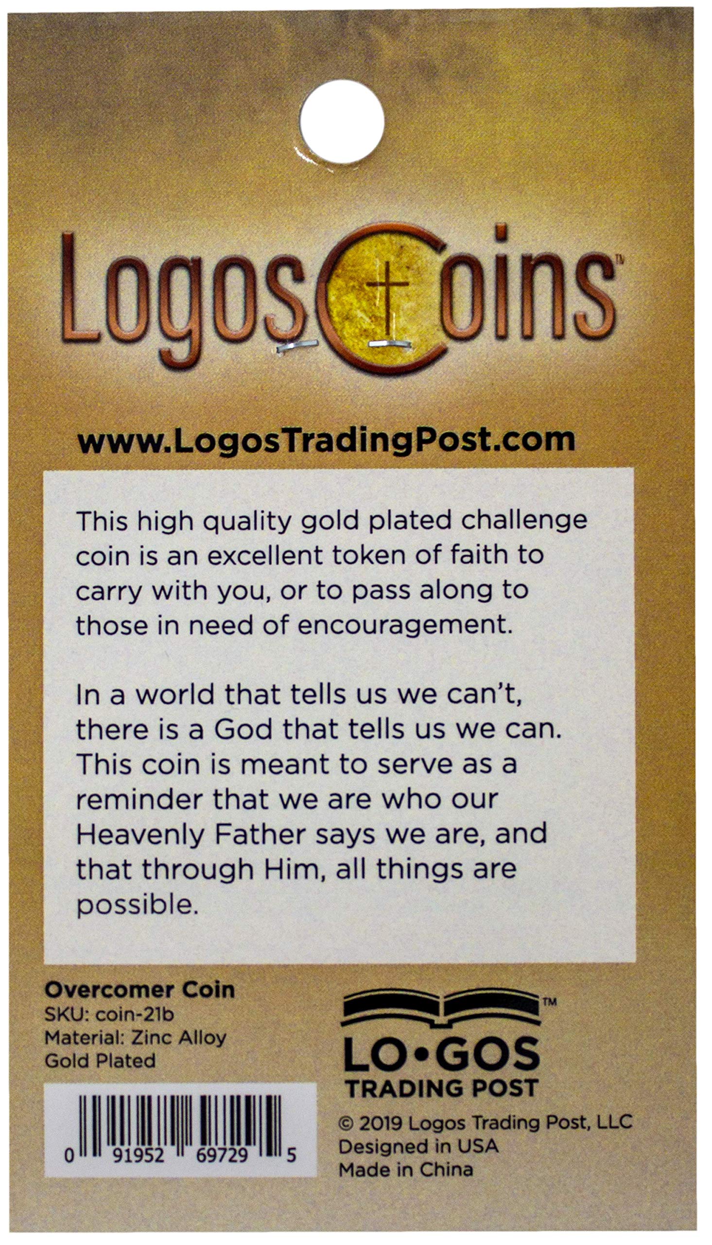 Collectible Christian Coin, for Men and Boys “I Can Do All Things” Philippians 4:13, Overcomers, Steadfast, Restored, Firm, Strong Sentiment. 2" Gold Plated Challenge Coin. Overcoming The World