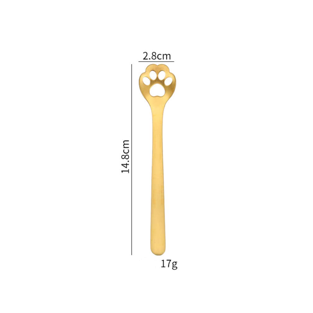 Cabilock 5pcs Cartoon Stainless Steel Coffee Spoon Metal Teaspoons Dessert Spoon Cat Paw Dog Paw Shaped Decorative Appetizer Tableware Spoons