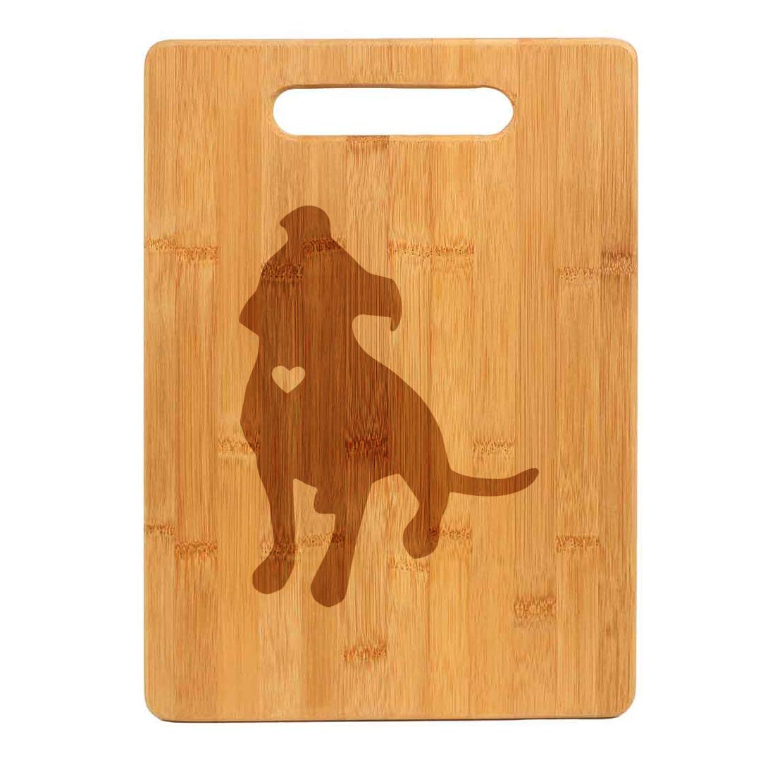 Bamboo Wood Cutting Board Cute Pit Bull With Heart