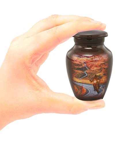 Motorcycle Keepsake Urn - Motorcycle Mini Cremation Urn for Ashes - Highway to Heaven Token Urn - Motorcycle Lovers Sharing Urn - Bikers Memorial Mini Ash Urn with Velvet Pouch & Case (Keepsake)