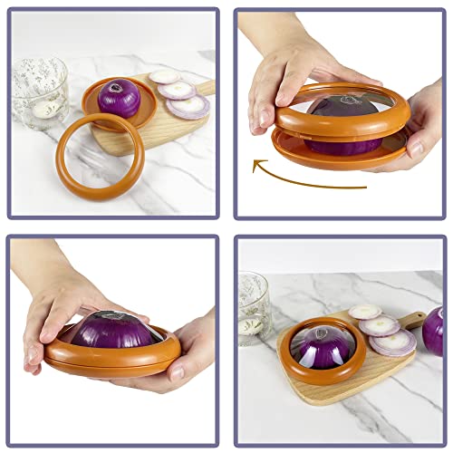 Fruit and Vegetable Shaped Savers Storage Onion Storage Tomato Saver Lemon Keeper and Avocado Saver Containers Set for Fridge Stretch Pod for Vegetable Crisper Makes Food Stays Fresh Longer, Pack of 4