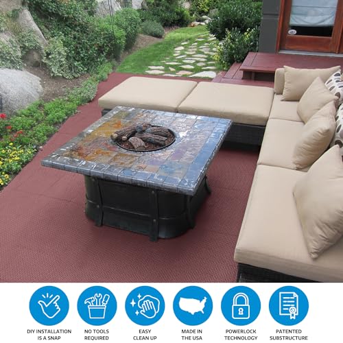 Big Floors DT24BEIG DuraGrid Outdoor Modular Interlocking Multi-Use Plastic Deck Tile, 24 Pack, Beige