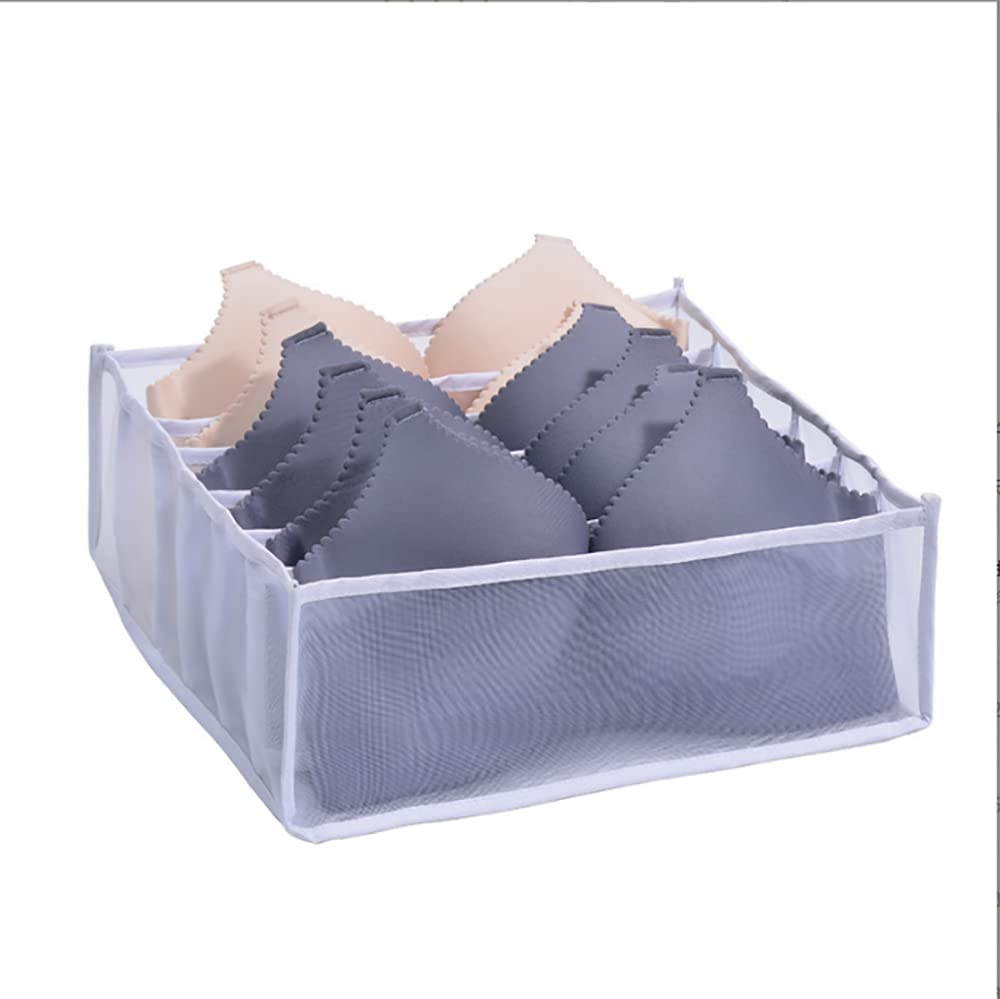 Wardrobe Clothes Organizer, Washable Clothes Organizer for Folded Clothes, Mesh Clothes Storage Organizer for Underwear, Socks, Scarves, Leggings (1Pcs Grey for Bras (6 Grids))