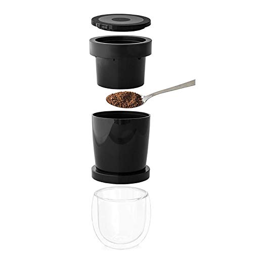 Finum Coffee Sprinter Pour Over Brewing Filter with Micro-Fine Stainless Steel Mesh, For a Single Cup, Black