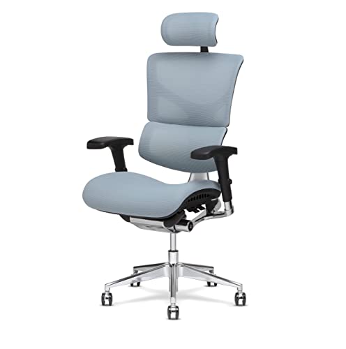 X-Chair X3 Management Office Chair, Glacier A.T.R. Fabric with Headrest - High End Comfort Chair/Dynamic Variable Lumbar Support/Floating Recline/Highly Adjustable/Durable/Executive Office Desk Seat