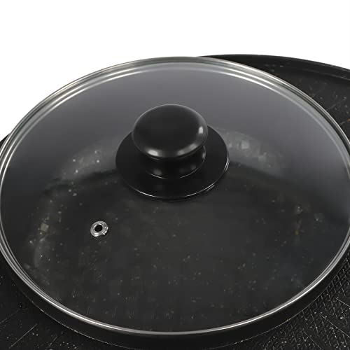 SNKOURIN Hot Pot with Grill 2 in 1, Multifunctional Smokeless Korean Barbecue Grill, Indoor Electric Hotpot Grill Combo, Capacity for 3-5 People, Non-stick Black 110v