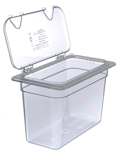 Carlisle FoodService Products 10279Z07 EZ Access Hinged Lid with Handle and Notch, Third Size, Clear