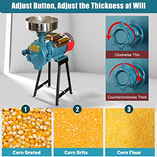 SLSY Electric Mill Grinder 110V 3000W, Commercial Electric Feed Mill Dry Grinder, Heavy Duty Milling Machine Cereals Grinder Rice Corn Grain Coffee Wheat with Funnel