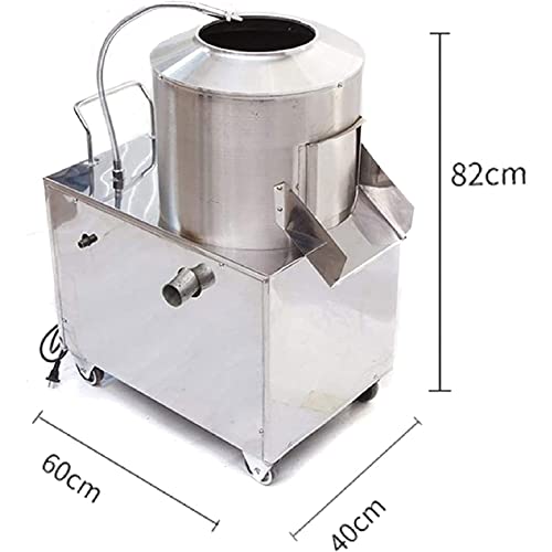 BATIVE Commercial Potato Peeler, 1500W 200KG / Hour Stainless Steel Automatic Potato Washer with Caster Wheels and Adjustable Soft Water Pipe, for Taro Ginger Sweet Potatoes Peeling