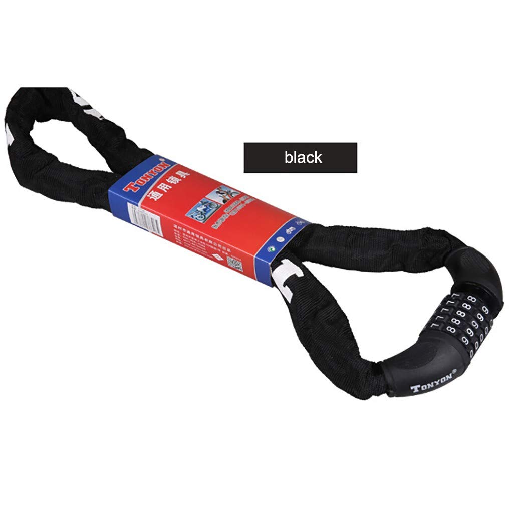 Bike Combination 5-Digit for Bicycle Coiling Chain Lock Lock Bicycles Keyless Bike Accessories Bicycle Saddle Bags (Balck, One Size)