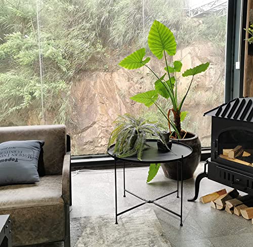 FUBIRUO End Table, Sofa Table Small Round Side Tables, Metal Nightstand,Outdoor Table Round for Living Room Bedroom Balcony Patio and Office Accent Coffee Table, (D) 23.6''x(H) 21.6'', Black