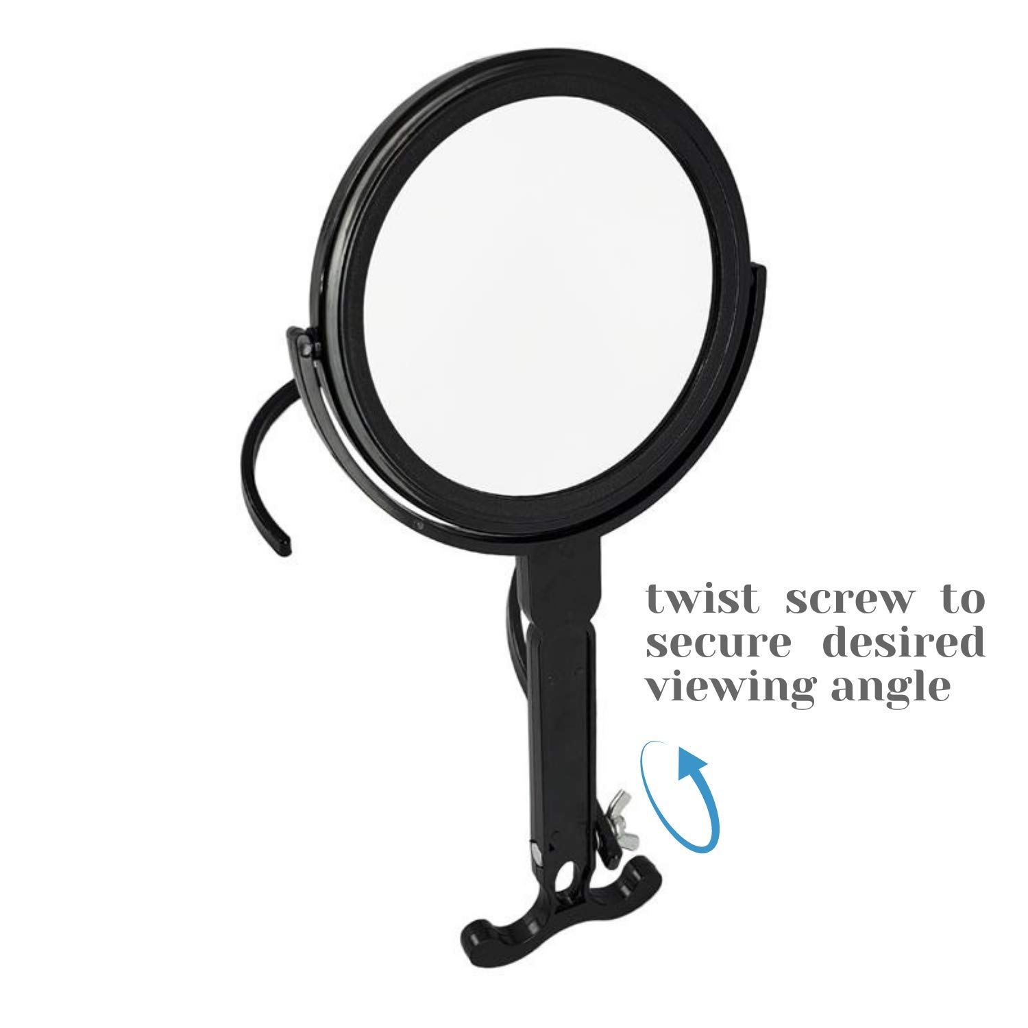 Rucci Round Portable Lightweight 5x/1x Magnifying Neck Mirror Piano Black - 4.25" Diameter x 0.25" x 11"H, Black