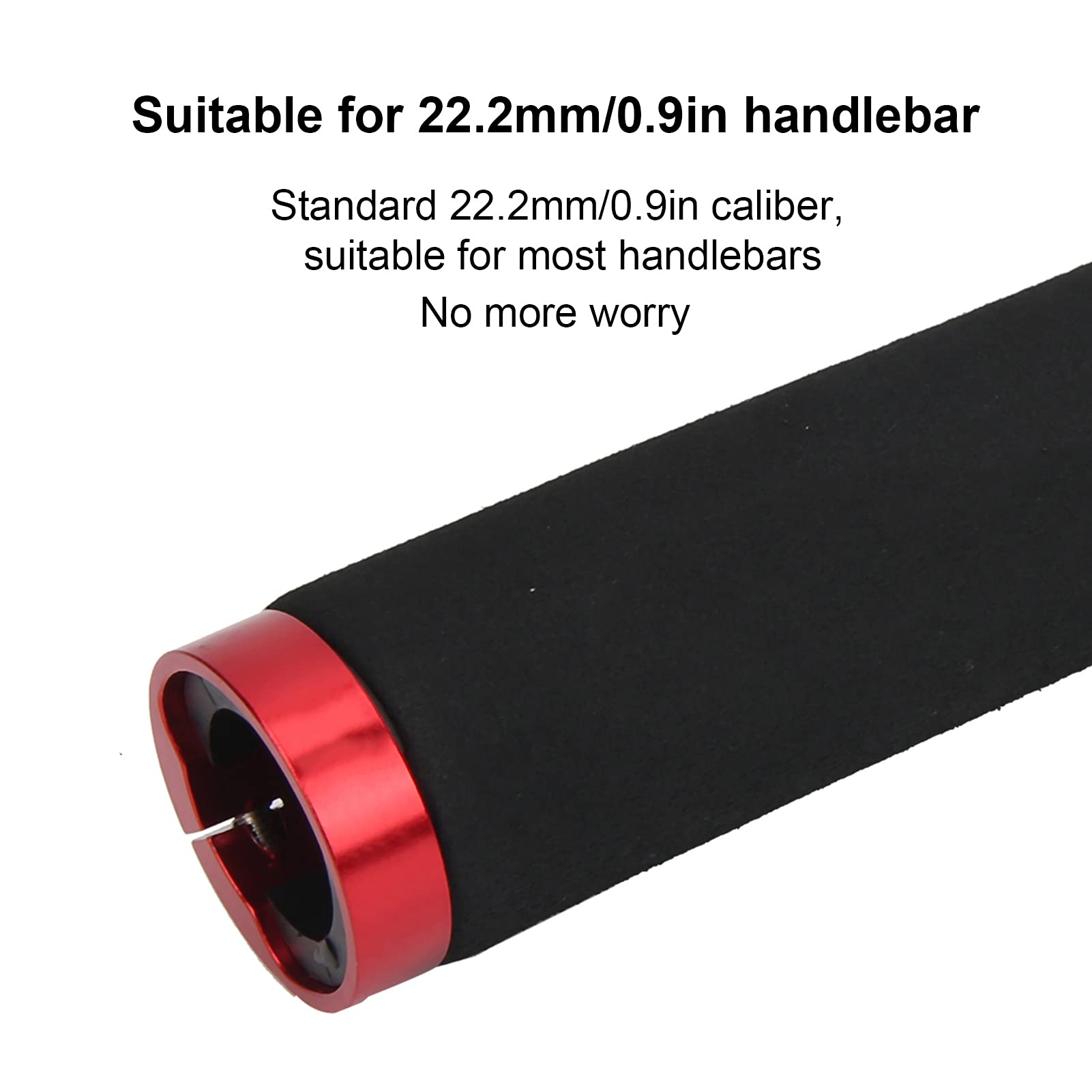 Bike Handle Grips Sponge Comfortable with Aluminum Alloy Lock Bike Grips Tool Cycling Accessory (Black red)