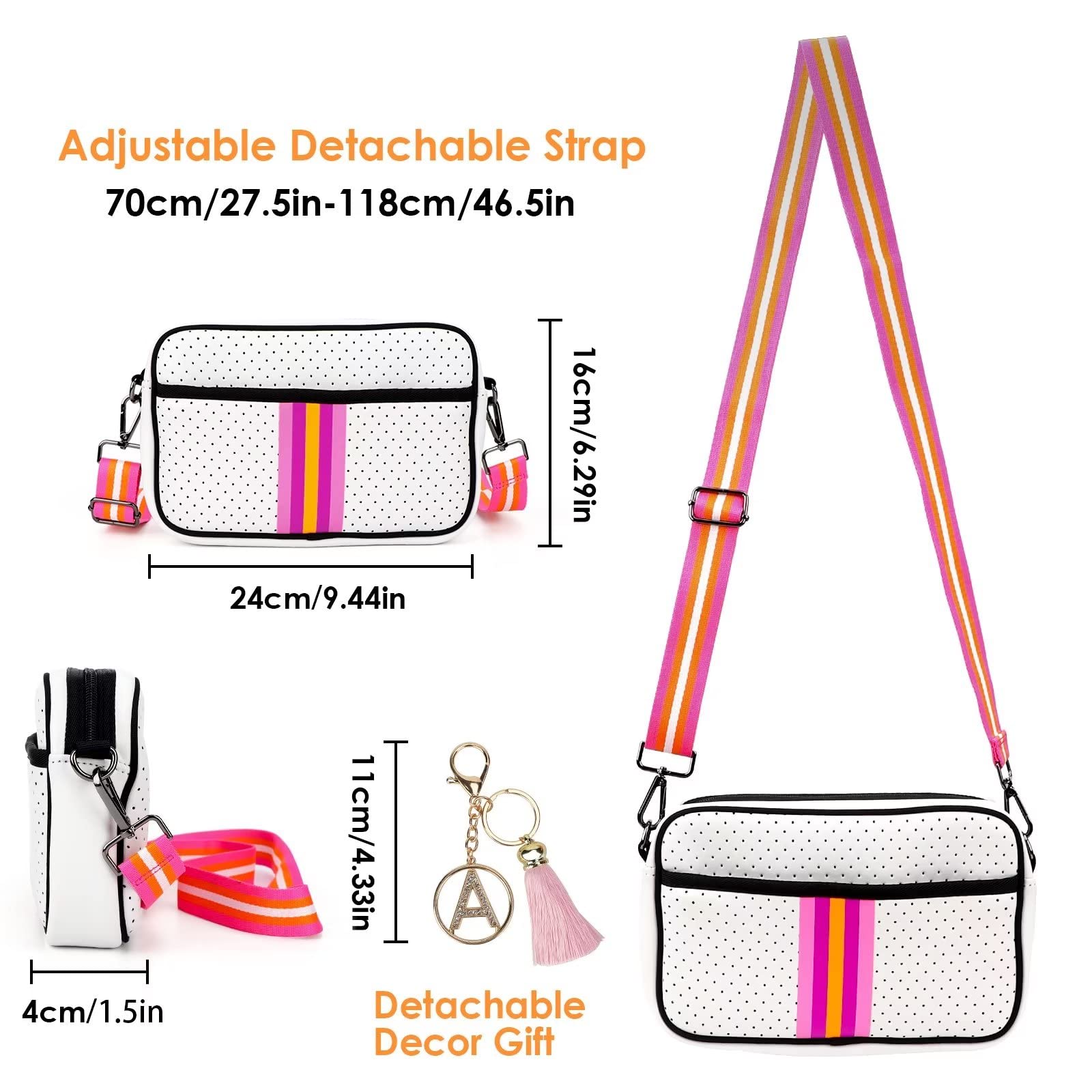 Colnic Women's Crossbody Handbags Small Crossbody Purses for Women Neoprene Pink Leopard with Adjustable Strap