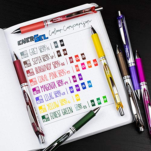 Pentel EnerGel Pearl Deluxe RTX Retractable Liquid Gel Pen, (0.7mm), Accent, Black Ink, Box of 12 (BL77PW-A)
