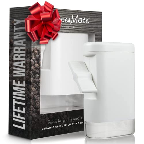 PepperMate Traditional Pepper Mill 723 - Turnkey High Volume Salt and Gourmet Peppercorn Grinder (White)