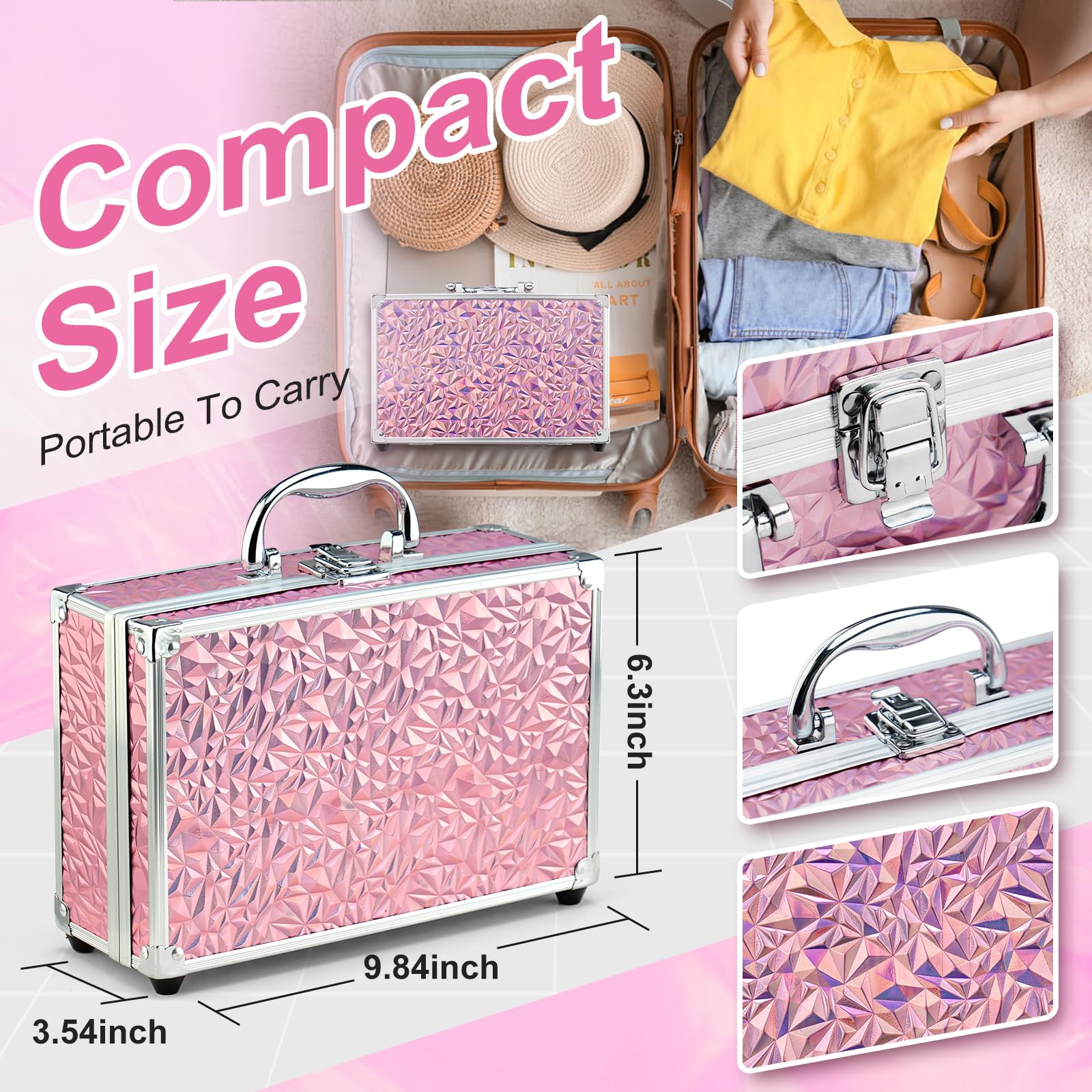 Color Nymph Beginner Makeup Kits For Teens With The Delicate Handbag Included Eyeshadow Palette Blushes Bronzer Highlighter Lipstick Brushes Mirror(Pink)