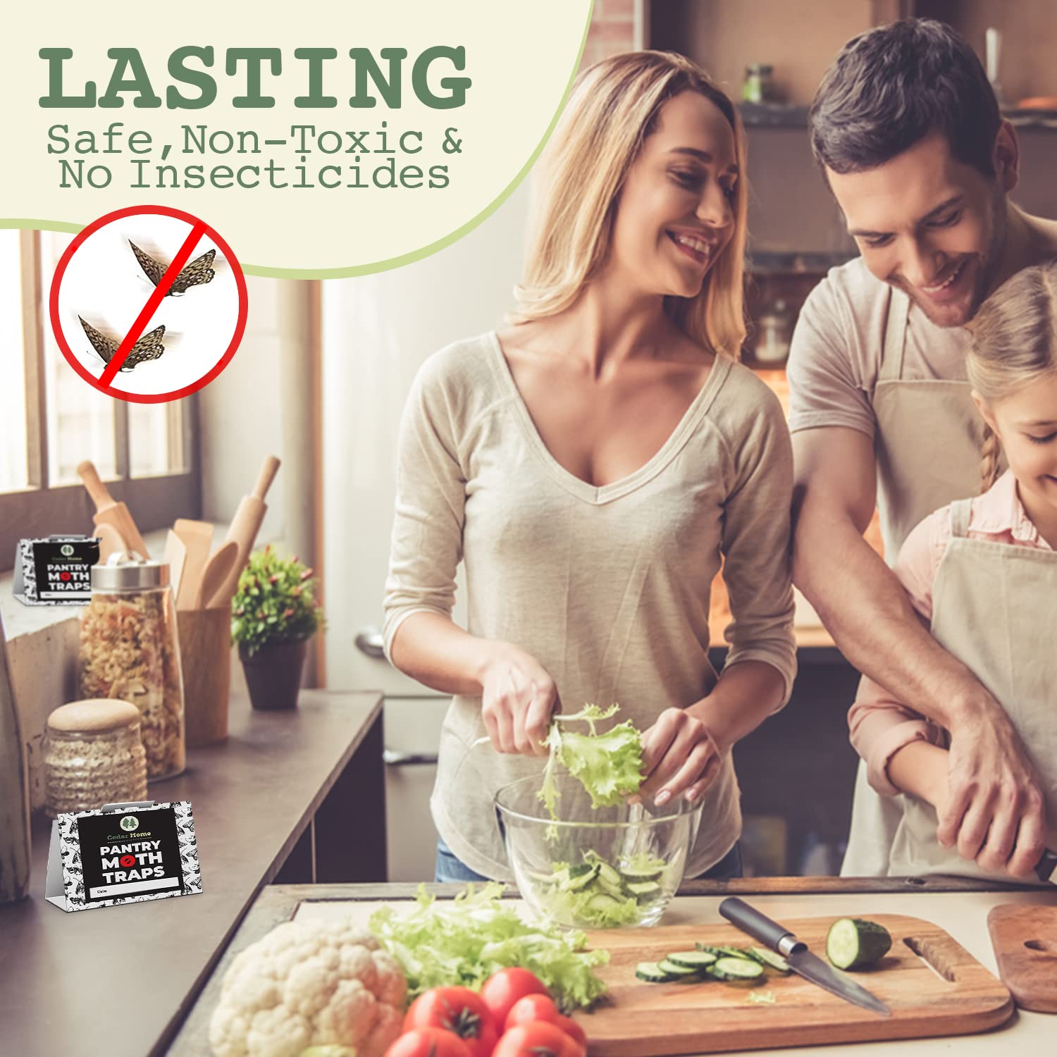 Cedar Hyde Pantry Moth Traps 8-Pack with Pheromones | Long Lasting, Safe, Non-Toxic & No Insecticides | Sticky Glue Pheromone Trap for Kitchen Pantry Moths | U.S.A. Seller