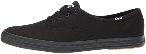 Keds Women's Champion Original Canvas Lace-Up Sneaker, Black/Black, 7 M US