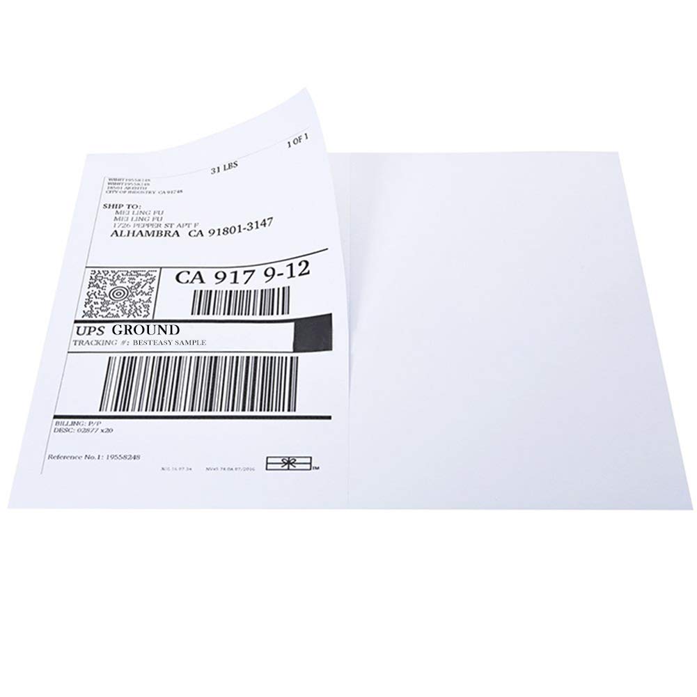BESTEASY 200 Round Corner Half Sheet Self Adhesive Shipping Labels for Laser and Ink Jet Printers, White Blank (100 Sheets, 200 Labels)