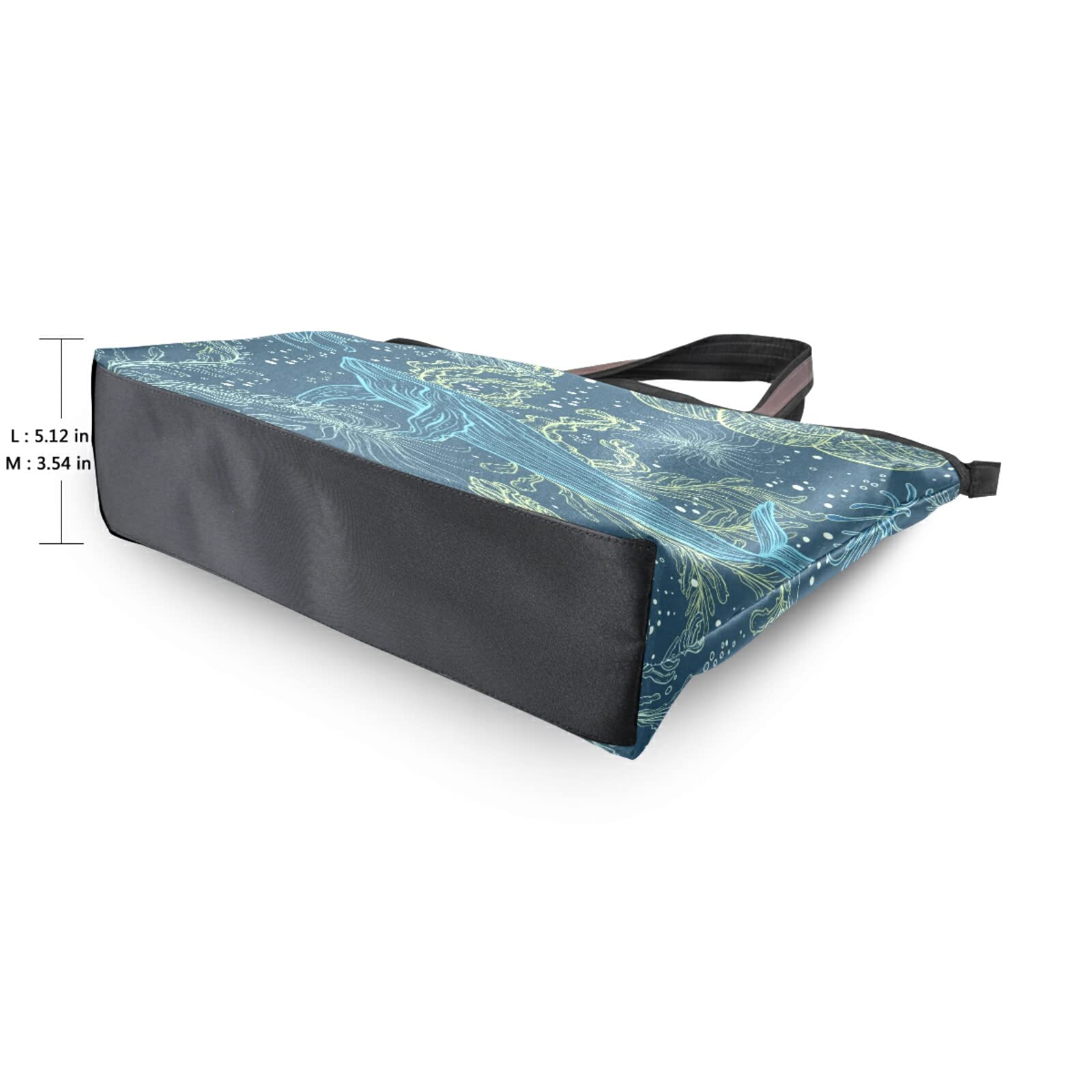 Women Tote Bag Zippered Whale Handbag Whale Tote Purse with Pockets
