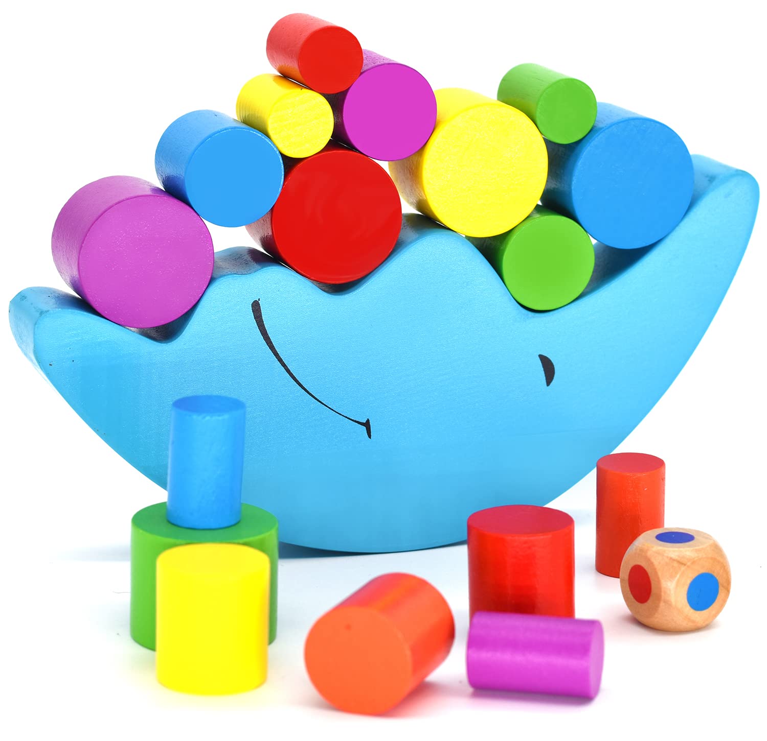 HWD Wooden Stacking Blocks Balancing Games, Moon Equilibrium Puzzles Toy, Preschool Early Educational Parent-Child Interaction Sorting Games for Toddler, Kids, Children