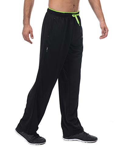 CENFOR Men's Sweatpant with Pockets Open Bottom Athletic Pants for Jogging, Workout, Gym, Running, Hiking, Training(Black,S)