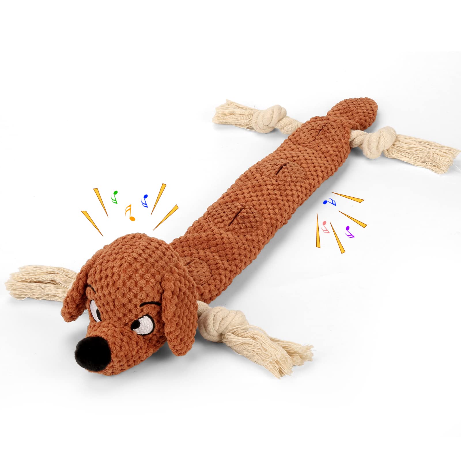 Letsmeet Dog Toys,Squeaky Dog Chew Toy with Crinkle Paper,Interactive Tough Plush Rope Toys for Small Medium Large Dogs with Gift Boxes