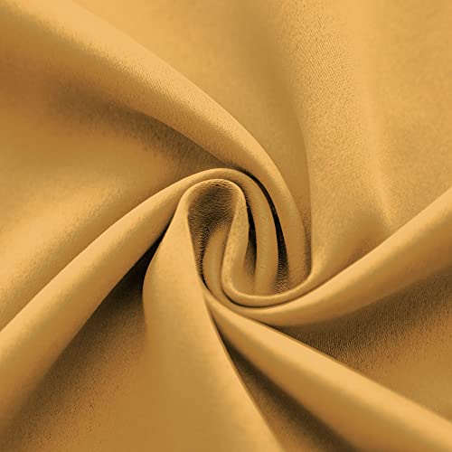 Mrs.Naturall Gold Yellow Window Valances 16 Inch Length for Kitchen Living Room Bedroom 2 Pack Rod Pocket Light Blocking Thermal Insulated Blackout Valance for Basement Bathroom Small Windows