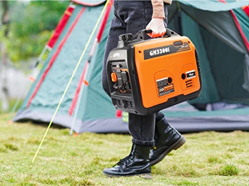 GENMAX Portable Inverter Generator,3300W Ultra-Quiet Gas Engine, EPA Compliant, Eco-Mode Feature, Ultra Lightweight for Backup Home Use & Camping (GM3300i)