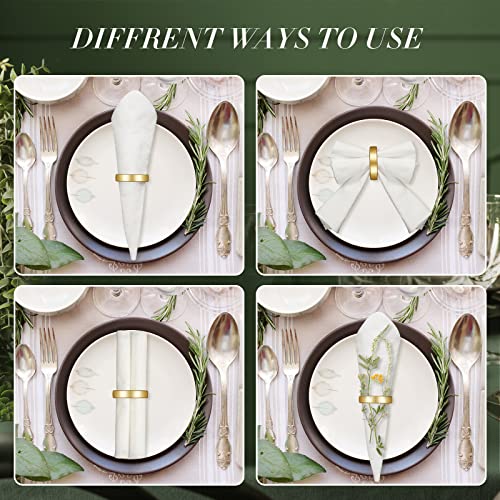Stainless Steel Napkin Rings Metal Napkin Ring Holders Modern Ring Holder Serviette Buckles Metallic Adornment for Table Settings Kitchen Dinner Party Wedding (Matte Gold Semicircle, 10 Pcs)