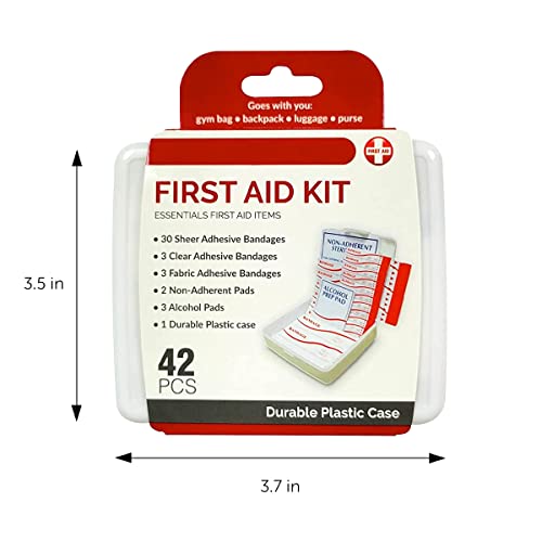 DecorRack 84 Piece First Aid Med Kit, Small Travel Size Kit, First Aid Patch Purse Essentials Bandages for Car, College Dorm, Home, Boat, or Camping, (2 Pack of 42pcs)