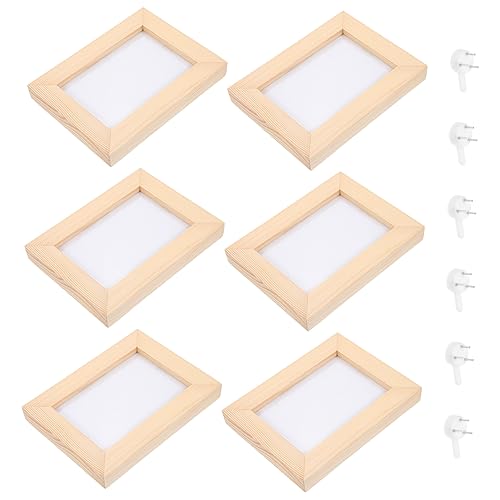 HOMSFOU 6pcs photo frame wood table decor tablescape decor natural wood frame picture frames stand photo display frame 5x7 picture frame Photo Holder Frame for Picture Frame for Photo nail