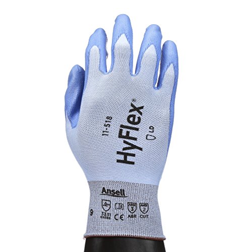 HyFlex 11-518 Cut Resistant Work Gloves for Men and Women in Nylon, Extra Thin, Working Glove for Mechanics, Automotive, Industrial or Home-improvement environment, Blue, Size Small (12 Pairs)