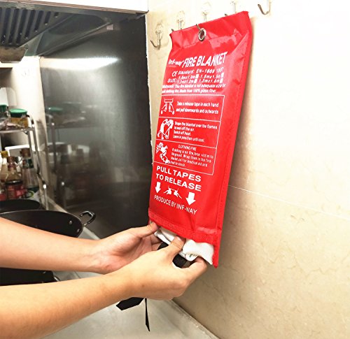 Fire Blanket for Home, Fiberglass Fire Suppression Blanket for Kitchen, Flame Retardant Protection and Heat Insulation Emergency Fireproof Safety Blanket for People, 39.3"x39.3"