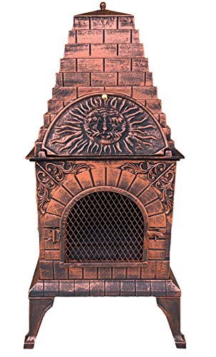 Deeco DM-0039-IA-C Aztec Allure Cast Iron Pizza Oven Chiminea