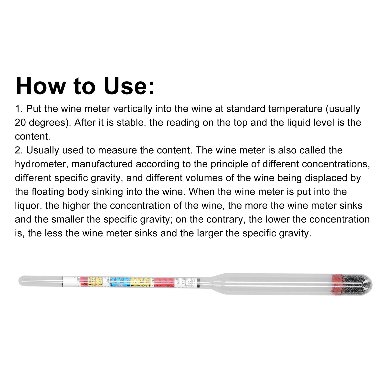 CATOO Homebrew Hydrometer, 20 Range, 0.05 Accuracy, Easy to Observe, 3 Scales, Homebrew Indicator, Sensitive Response