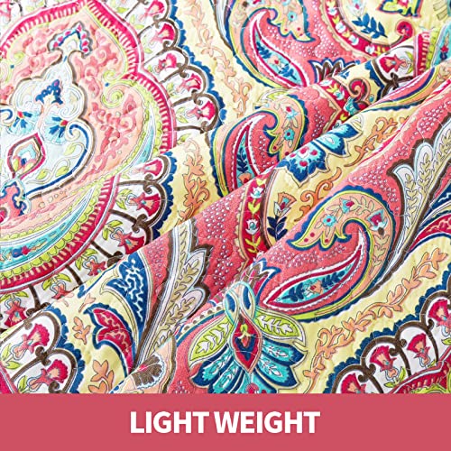 TWINRUN Boho 2 Quilt Sets King Size,Microfiber King Reversible Coverlets+Cotton Lightweight Quilted Bedspread Set