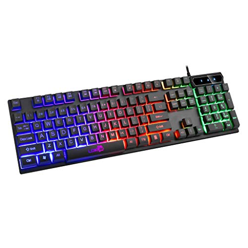 Colorful PC Crack Illuminated Wired Rainbow Keyboard Backlit LED USB Gaming Keyboard