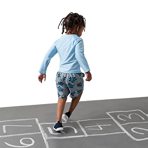 Gerber Unisex Baby Toddler UPF 50+ Long Sleeve Rashguard Swim Shirt, Light Blue, 4T