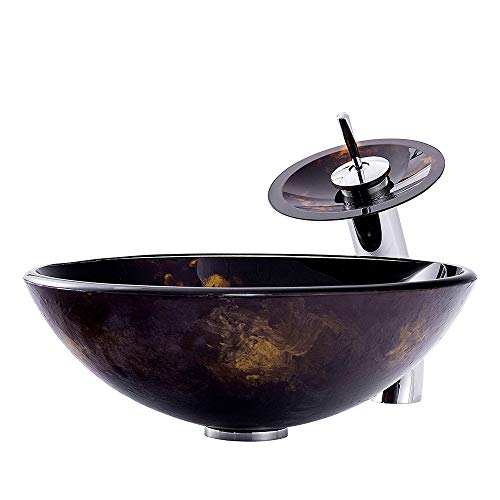 YOtat Tempered Glass Sink, Hotel Sink, Bath om Toilet Basin, Household Hotel Kitchen Accessories (A)