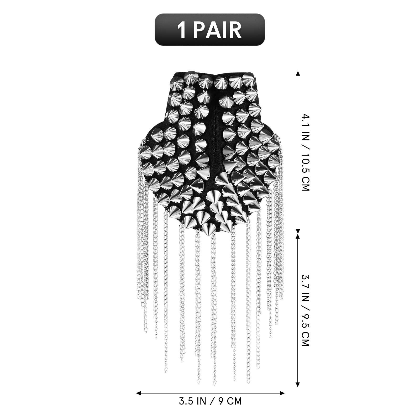 BESTOYARD Fringe Shoulder Pieces Rivet Tassel Chain Epaulet Shoulder Boards Badge Uniform Accessories (Silver)