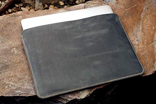 Grey leather macbook pro 13 15 inch case sleeve, gray leather macbook air 11 13 inch case sleeve, leather macbook 12 inch case MACX09S