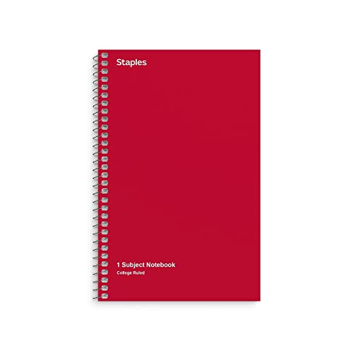 STAPLES 1 Subject Notebook, 7-3/4" x 5", 3/Pack