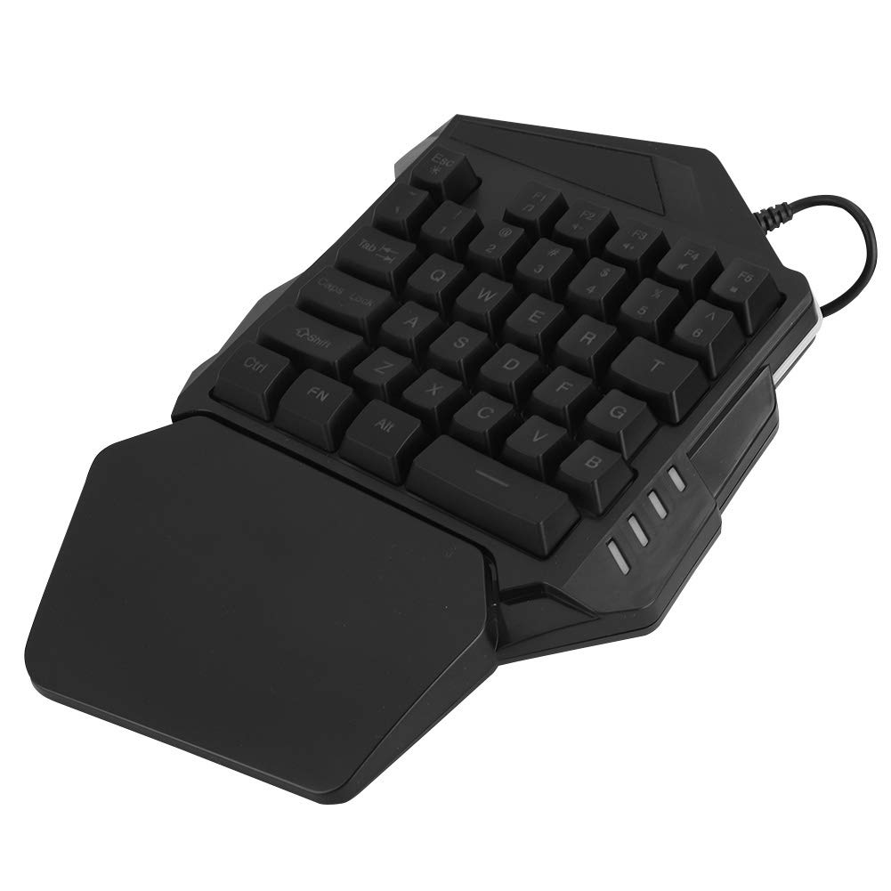 Single Hand Gaming Keyboard, Wrist Rest Multi functional Membrane Keycap Keypad with Breathing Lights, for for Android, for Linux, For