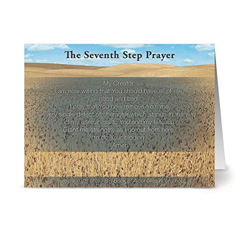 Sobriety Greeting Cards – 24 Pack – Sobriety Prayers Note Cards – Unique Design – Kraft ENVELOPES Included – Blank Greeting Card – Glossy Cover Blank Inside – by Note Card Café