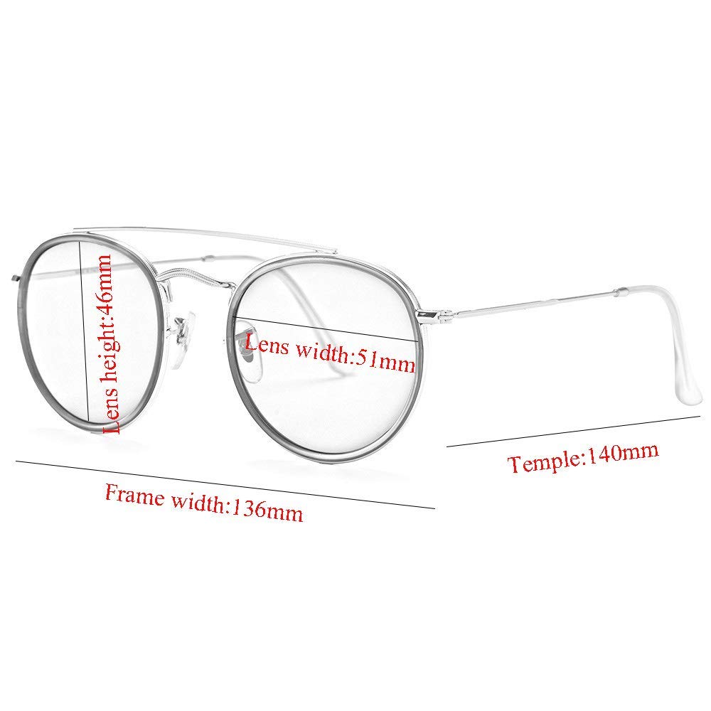 Bolo.ban classic round double bridge sunglasses for women men ics blue glass lens mirrored UV400 protection