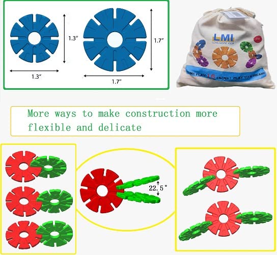 LMI LOVE MORE IDEA Building Blocks Interlocking Plastic 500 Piece Stem Set Alternative Building Educational Toys for Both Boys and Girls 3+ Years Old (Flakes 1.3in-500pcs)